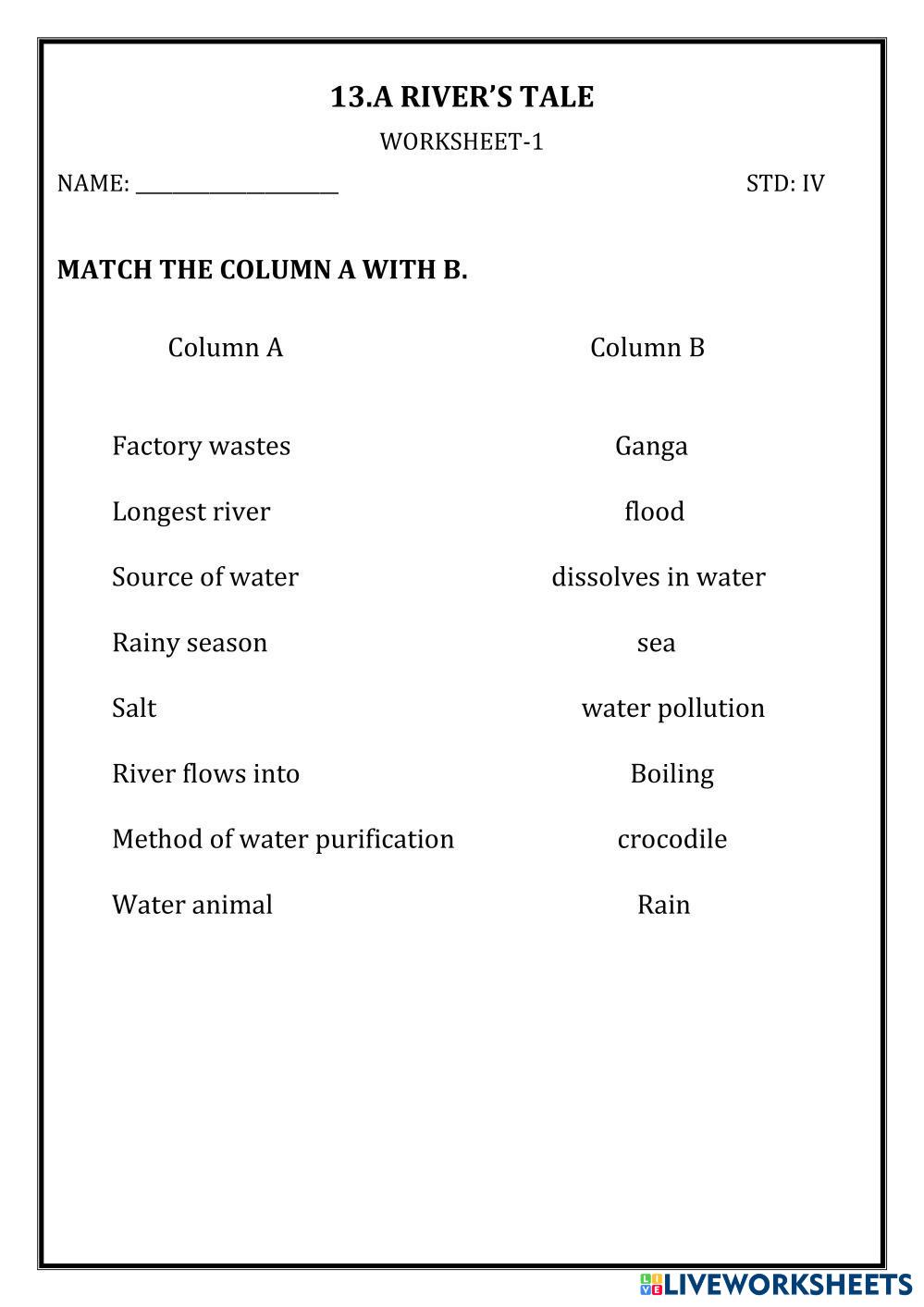 A river's Tale | Live Worksheets