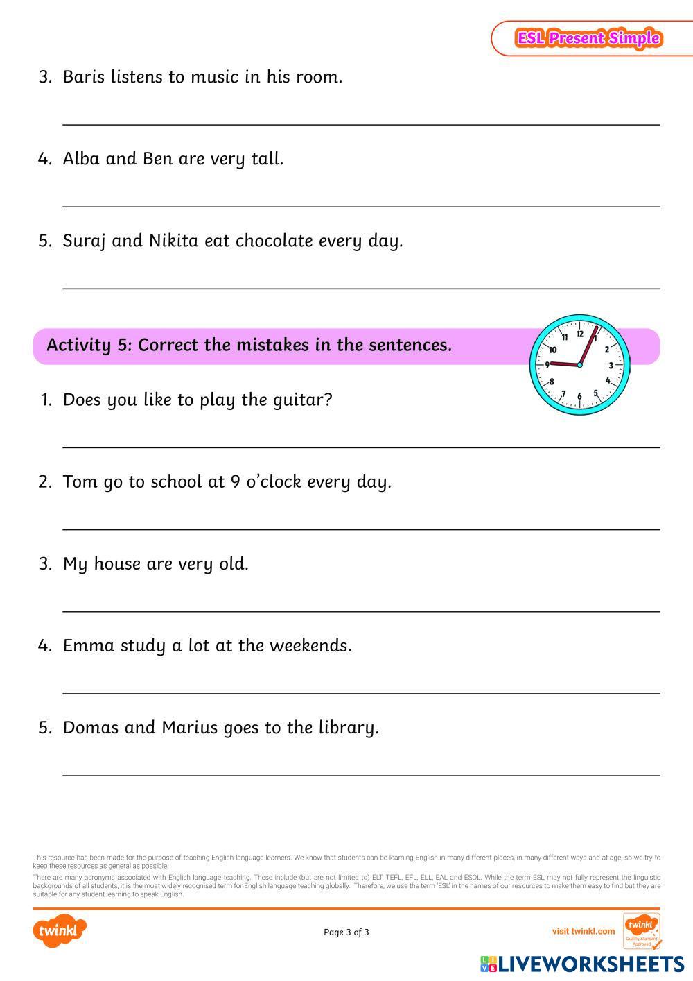 Present simple - Practice | Live Worksheets