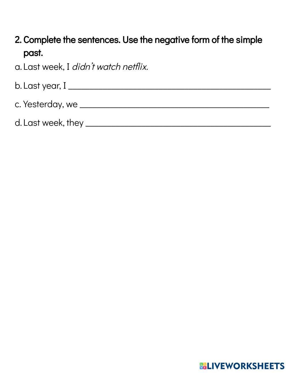 Simple Past Neg… | Free Interactive Worksheets | 7199695