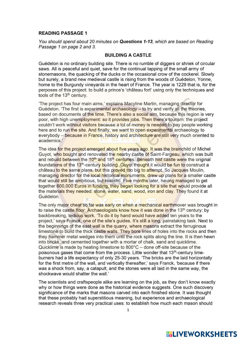 READING PRACTICE 1 - PASSAGE COS DIAGRAM 2733 | Lindy