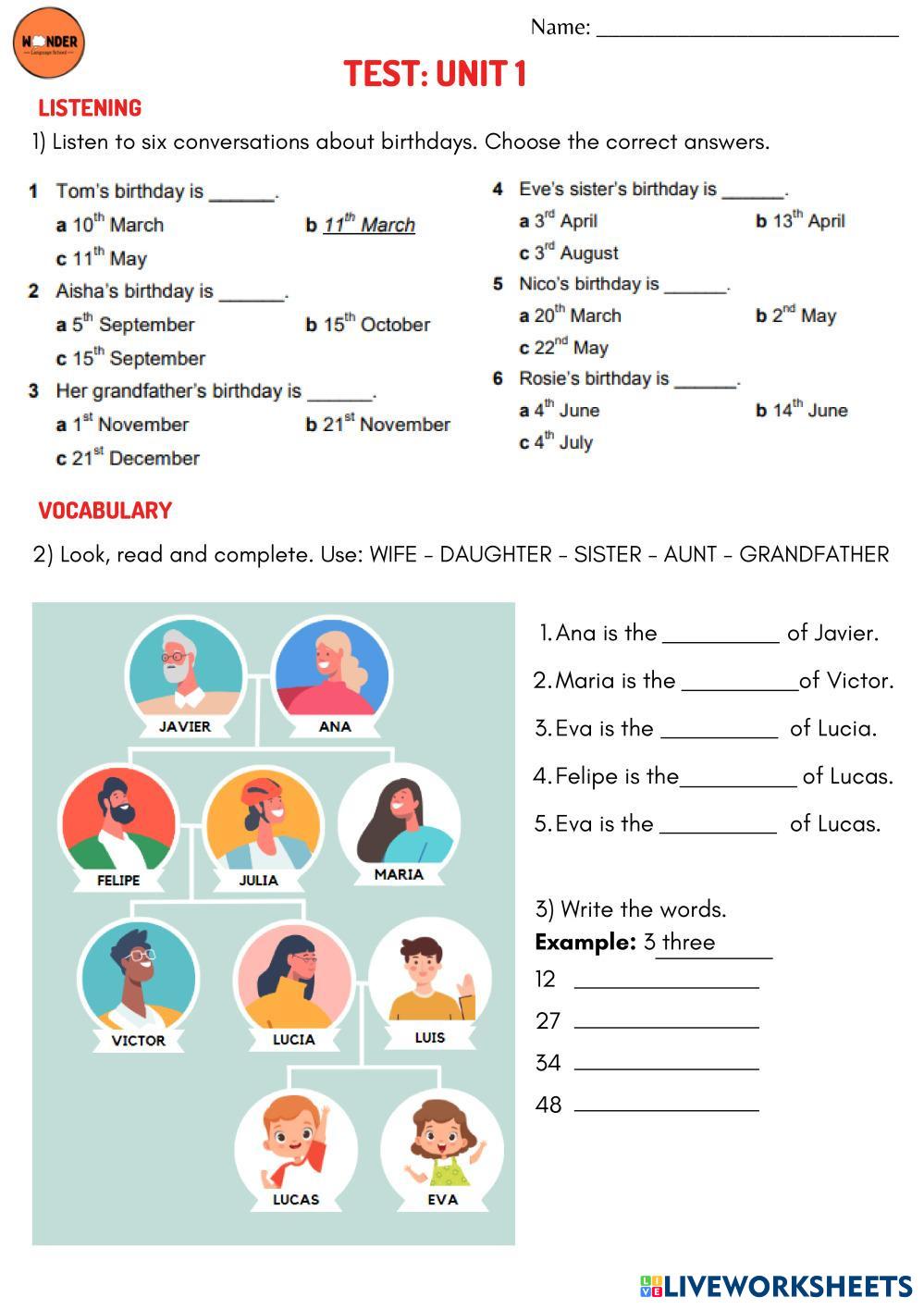 TEST 1 | Live Worksheets
