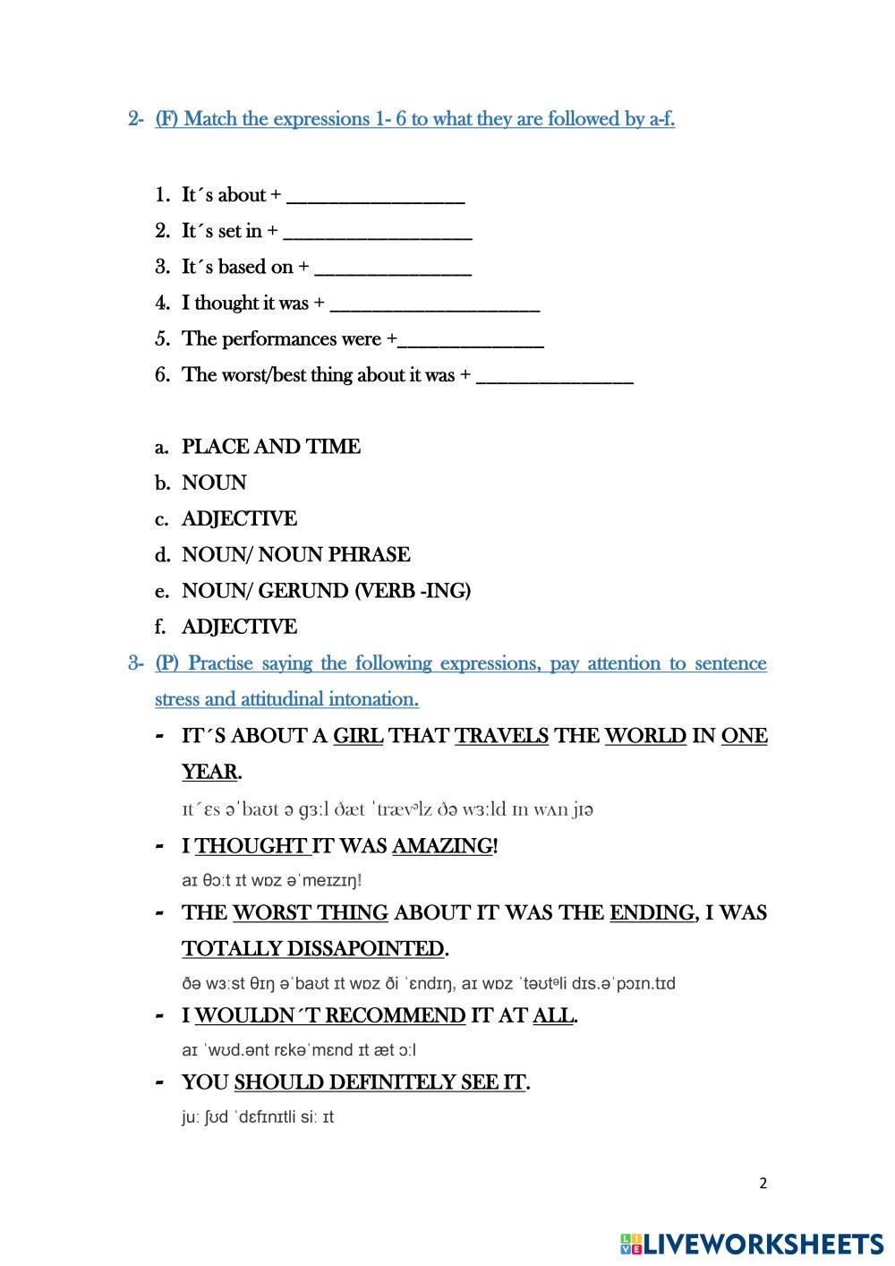 Functions: Giving information and opinion about movies