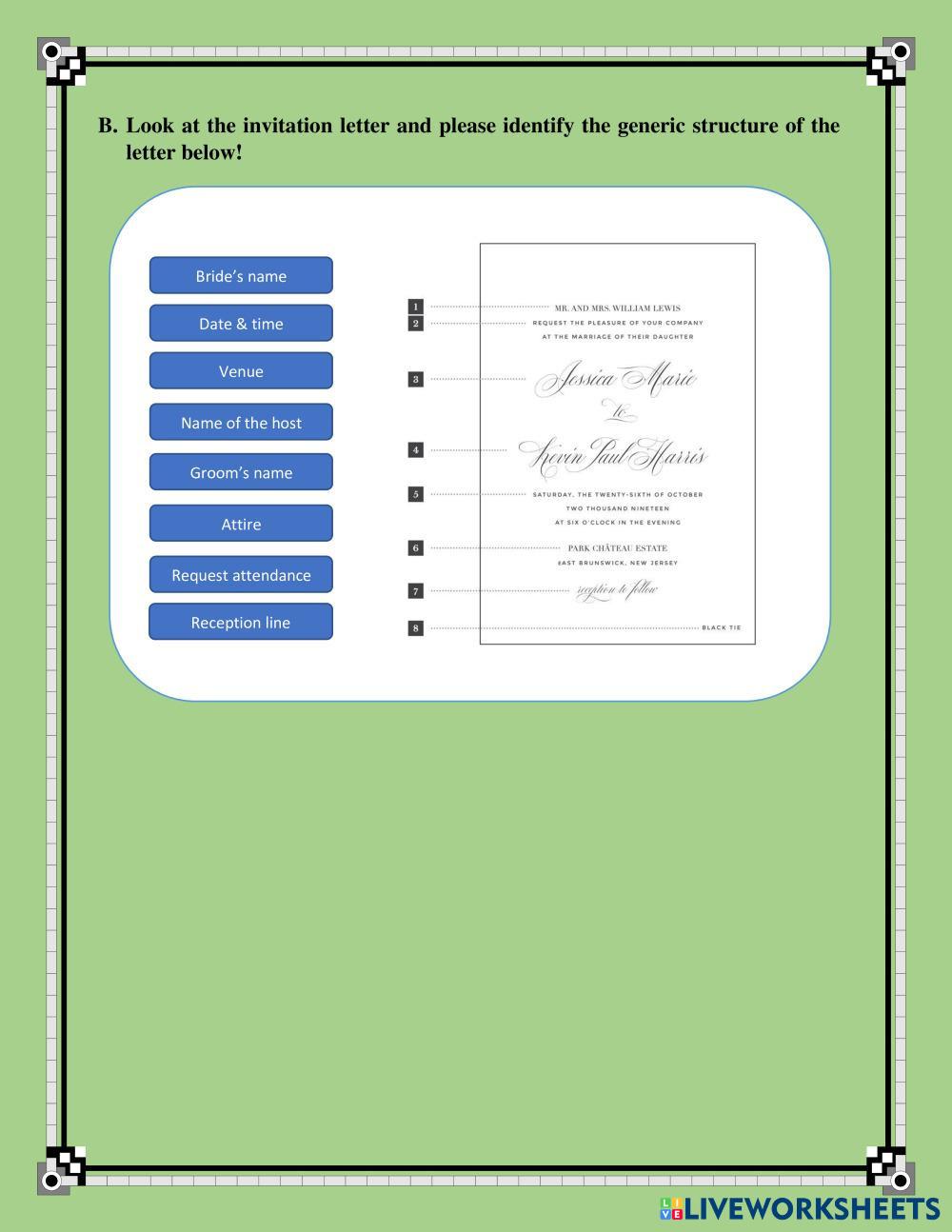 Formal Invitati… | Free Interactive Worksheets | 7204405