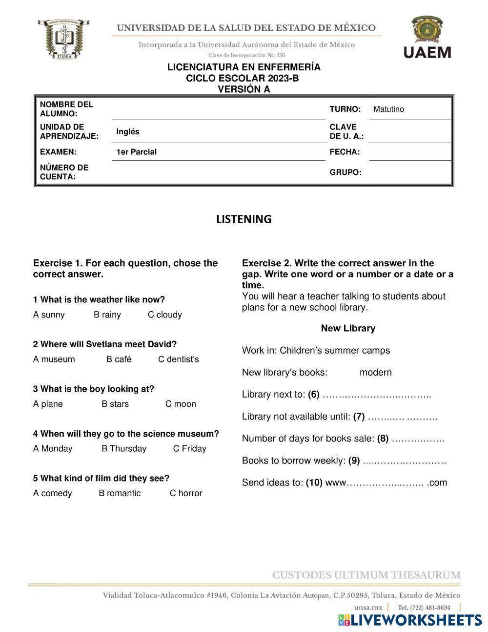 LEN 501 _ First… | Free Interactive Worksheets | 7204514