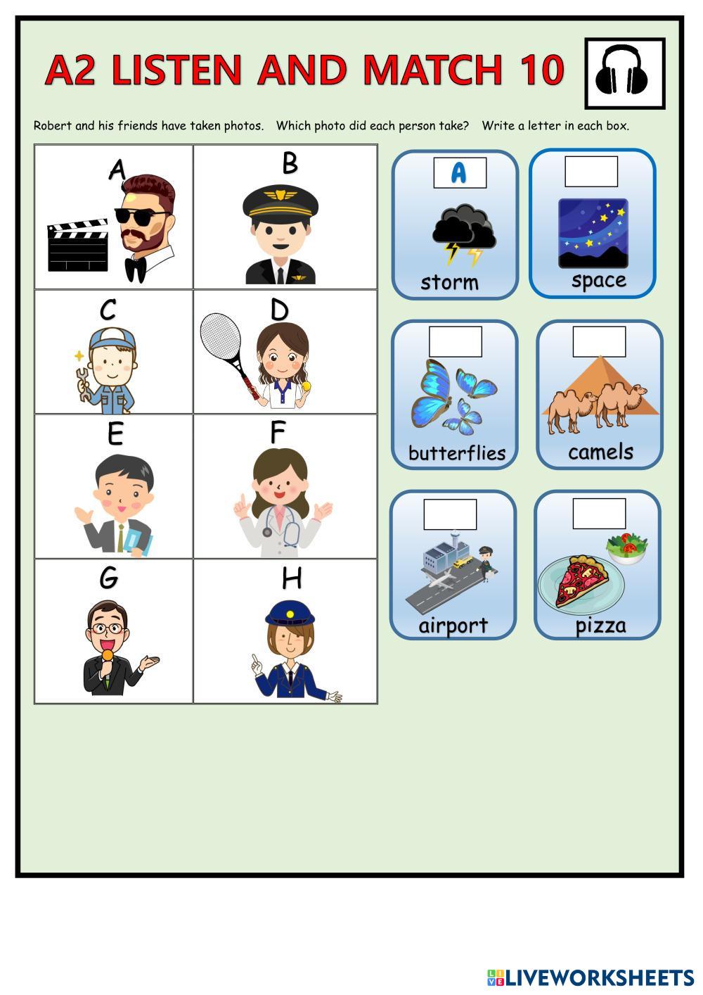 A2 Listen and Match 10 | Live Worksheets