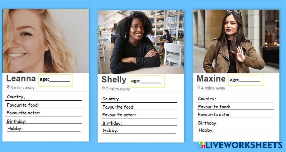 Tinder_profiles | Free Interactive Worksheets | 7206184