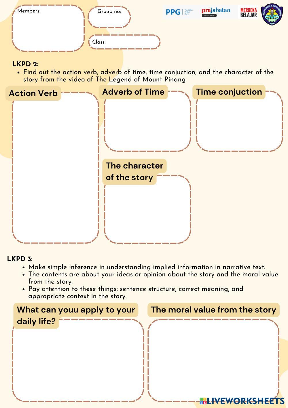 Narrative Text - LKPD 2 | Live Worksheets