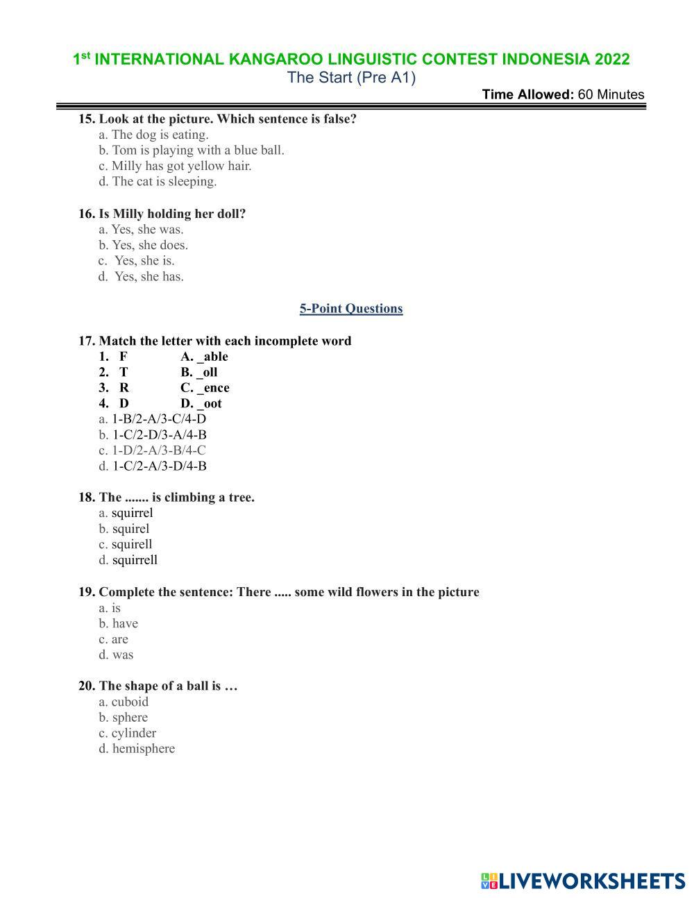 IKLC - The Start | Live Worksheets
