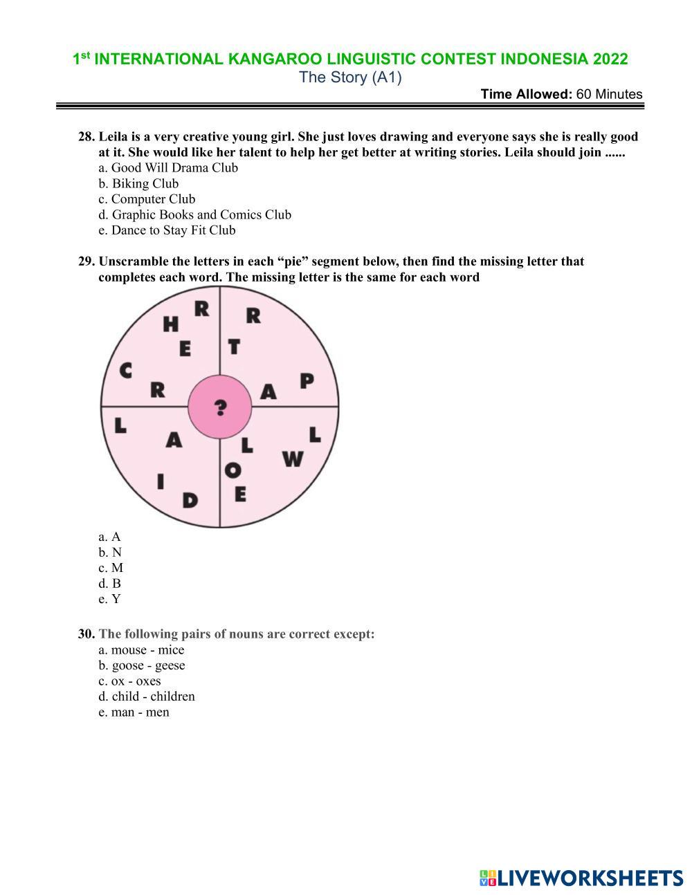 IKLC - The Joey | Live Worksheets