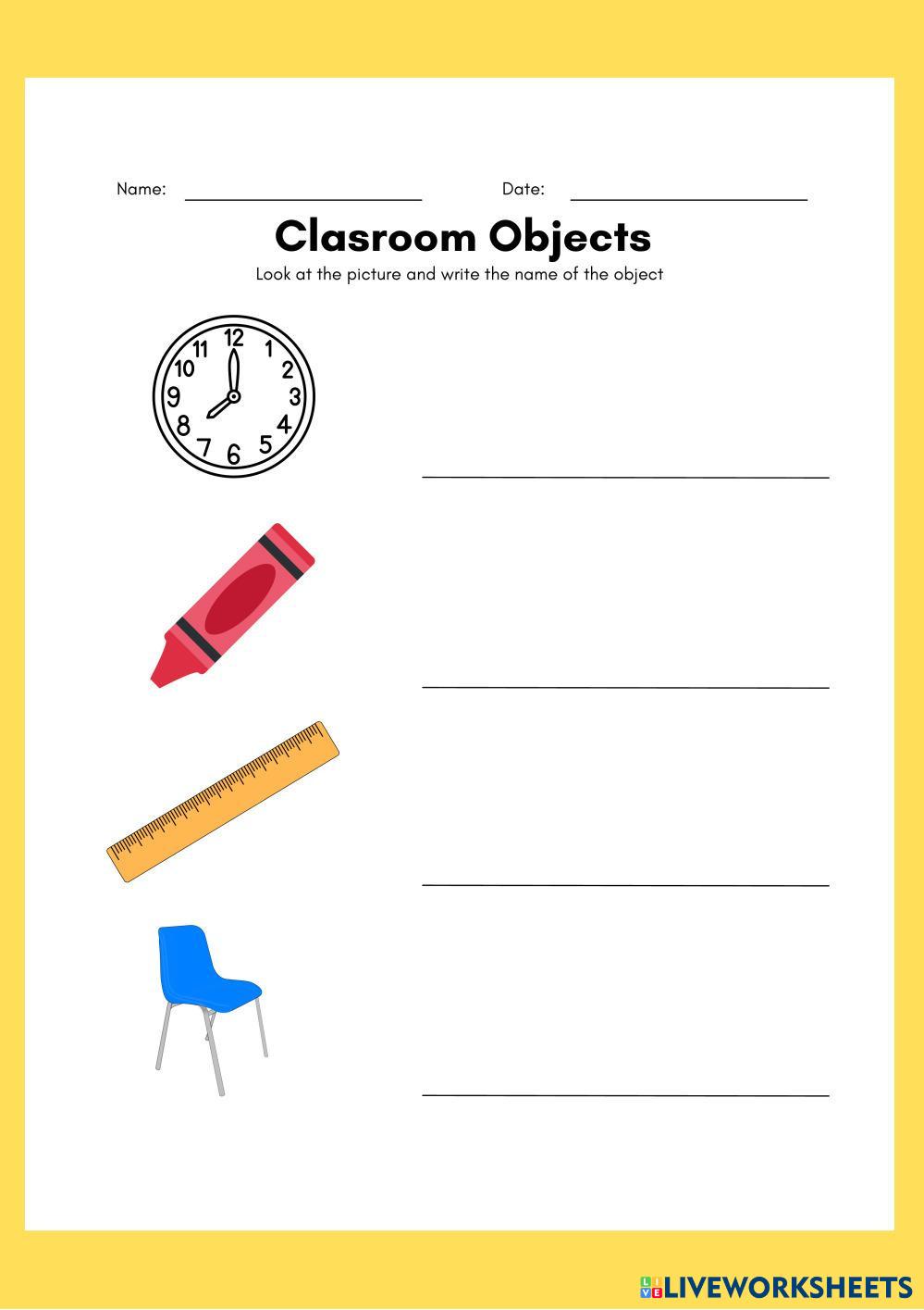 classroom objects | Live Worksheets