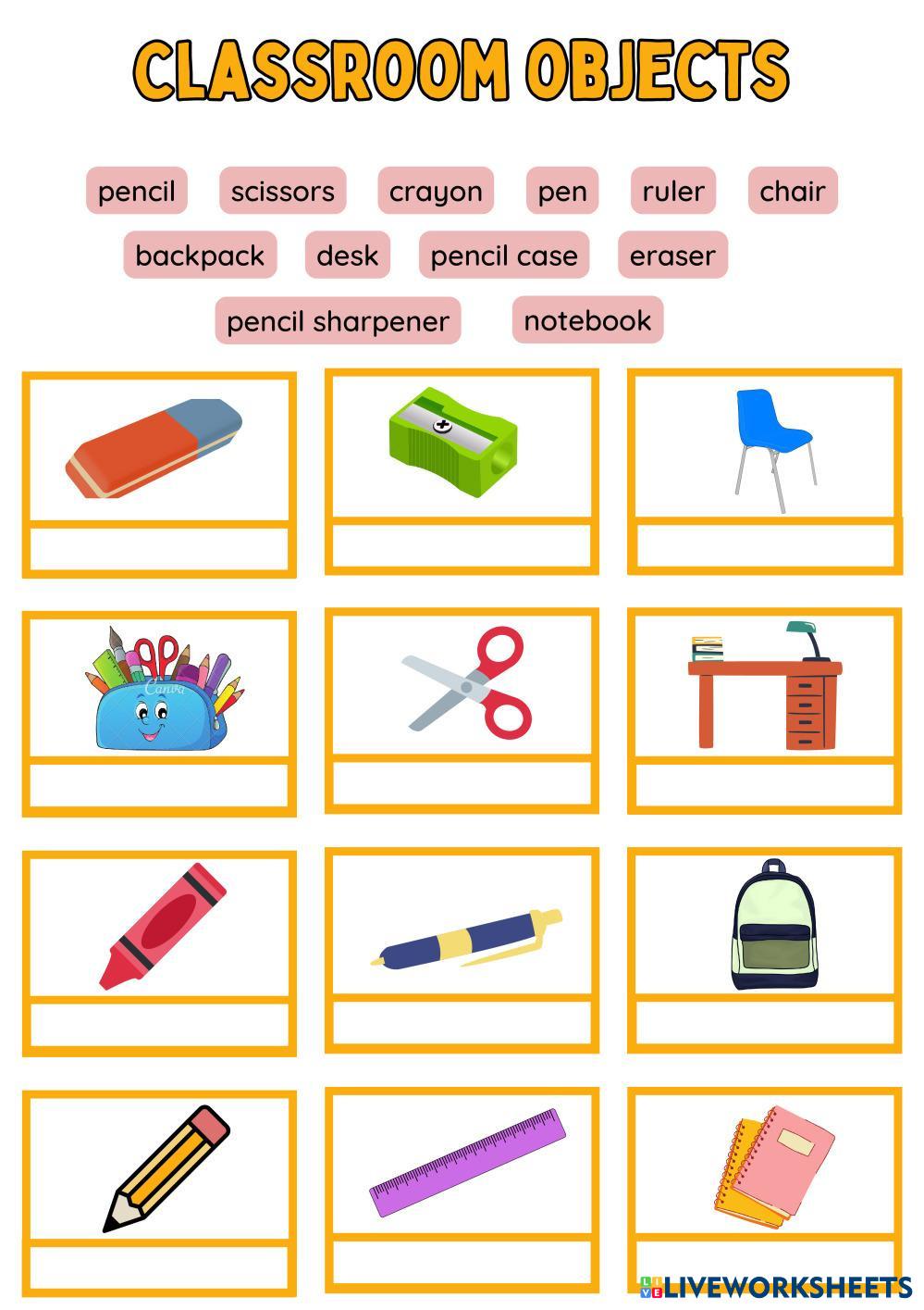 classroom objects | Live Worksheets