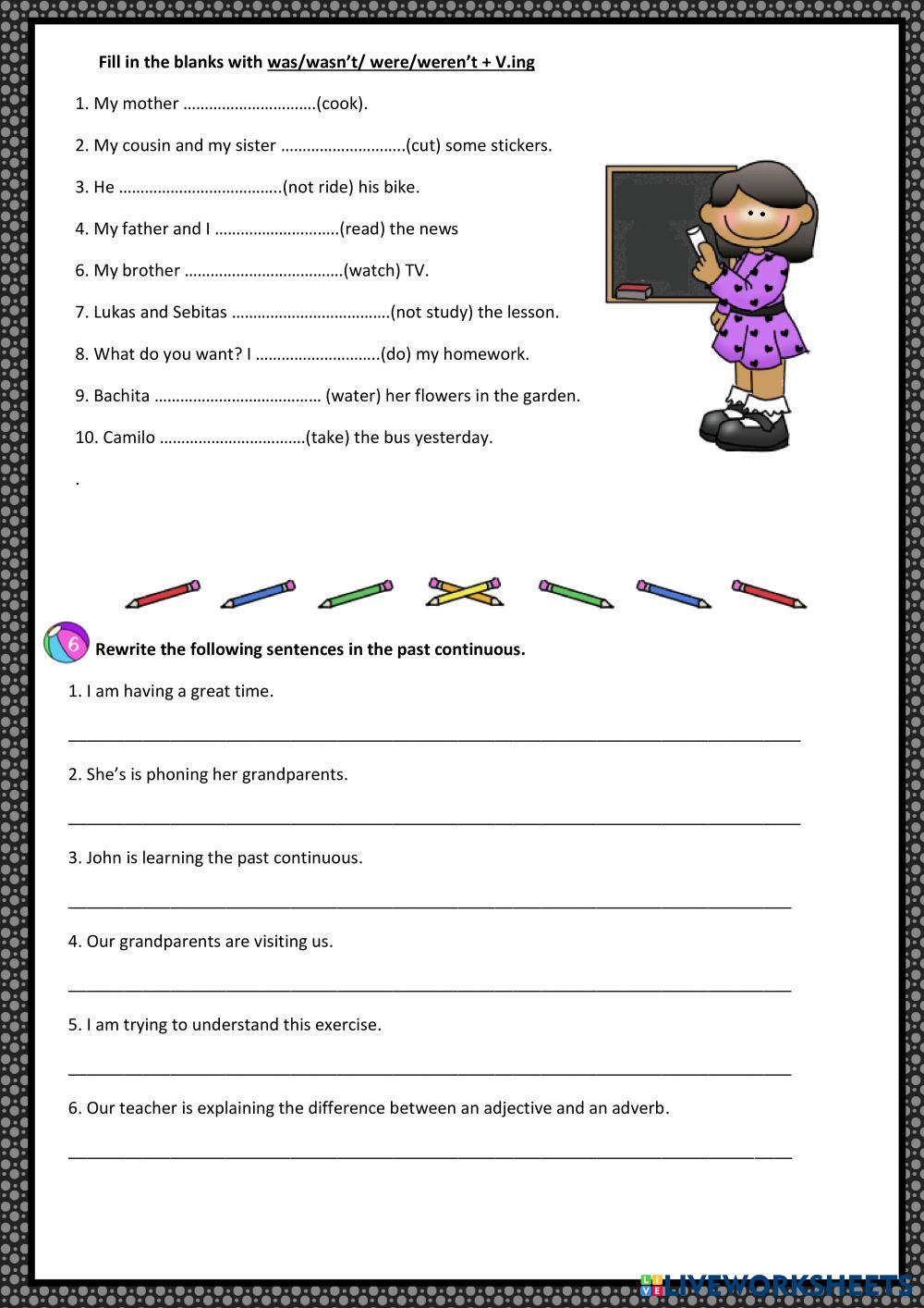 PAST CONTINUOUS | Live Worksheets