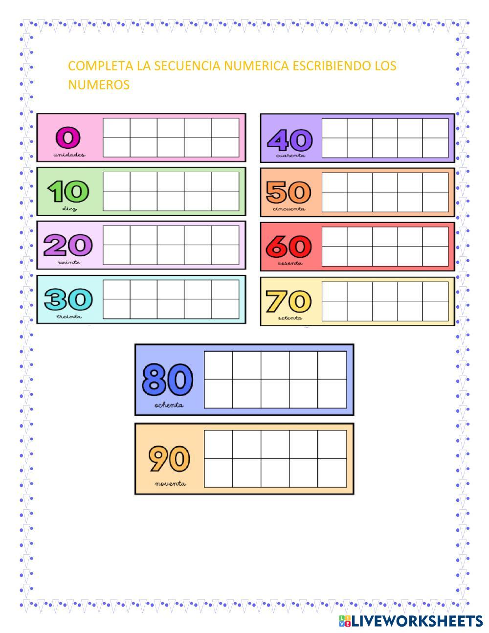 NUMERACION HASTA EL 90 | frias valeria | Live