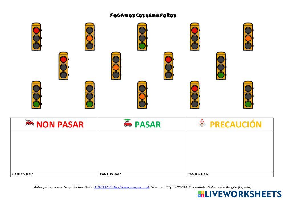 XOGAMOS COS SEMÁFOROS. | Live Worksheets