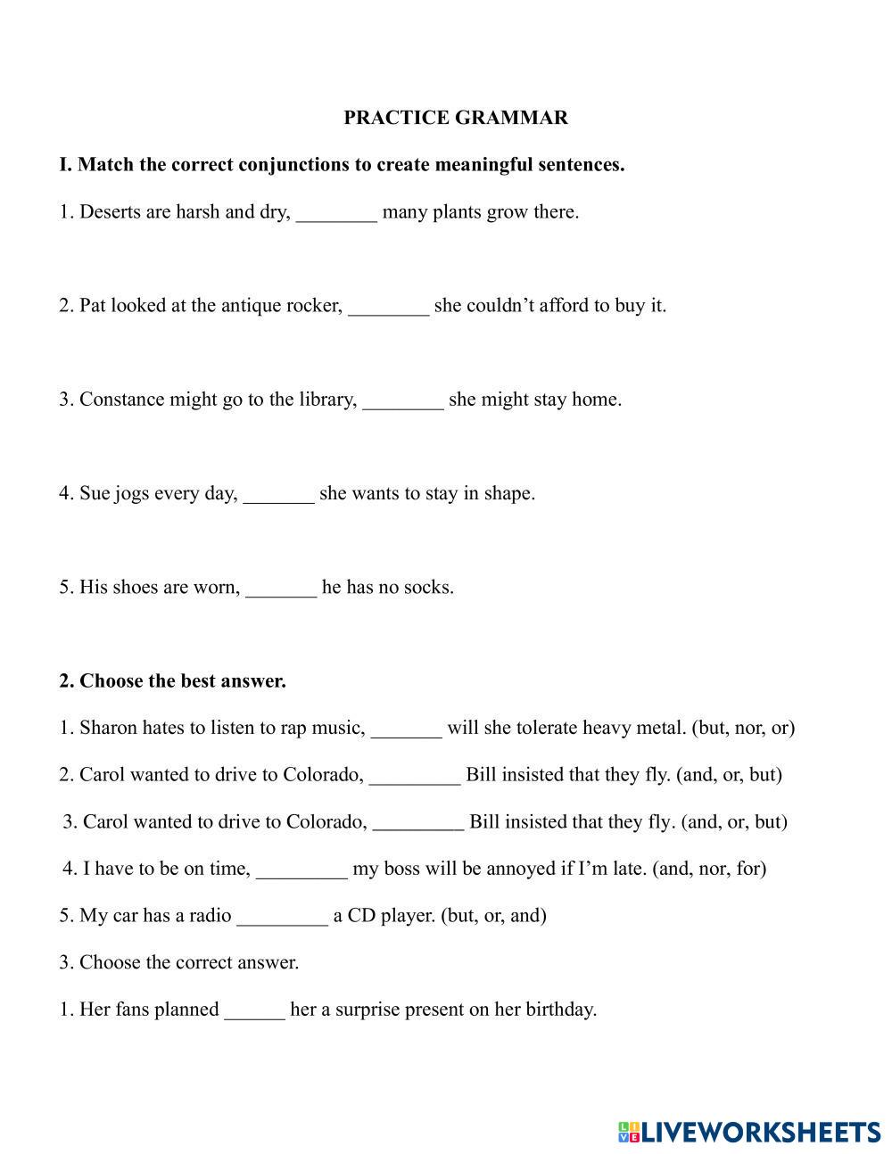 GRAMMAR | Live Worksheets