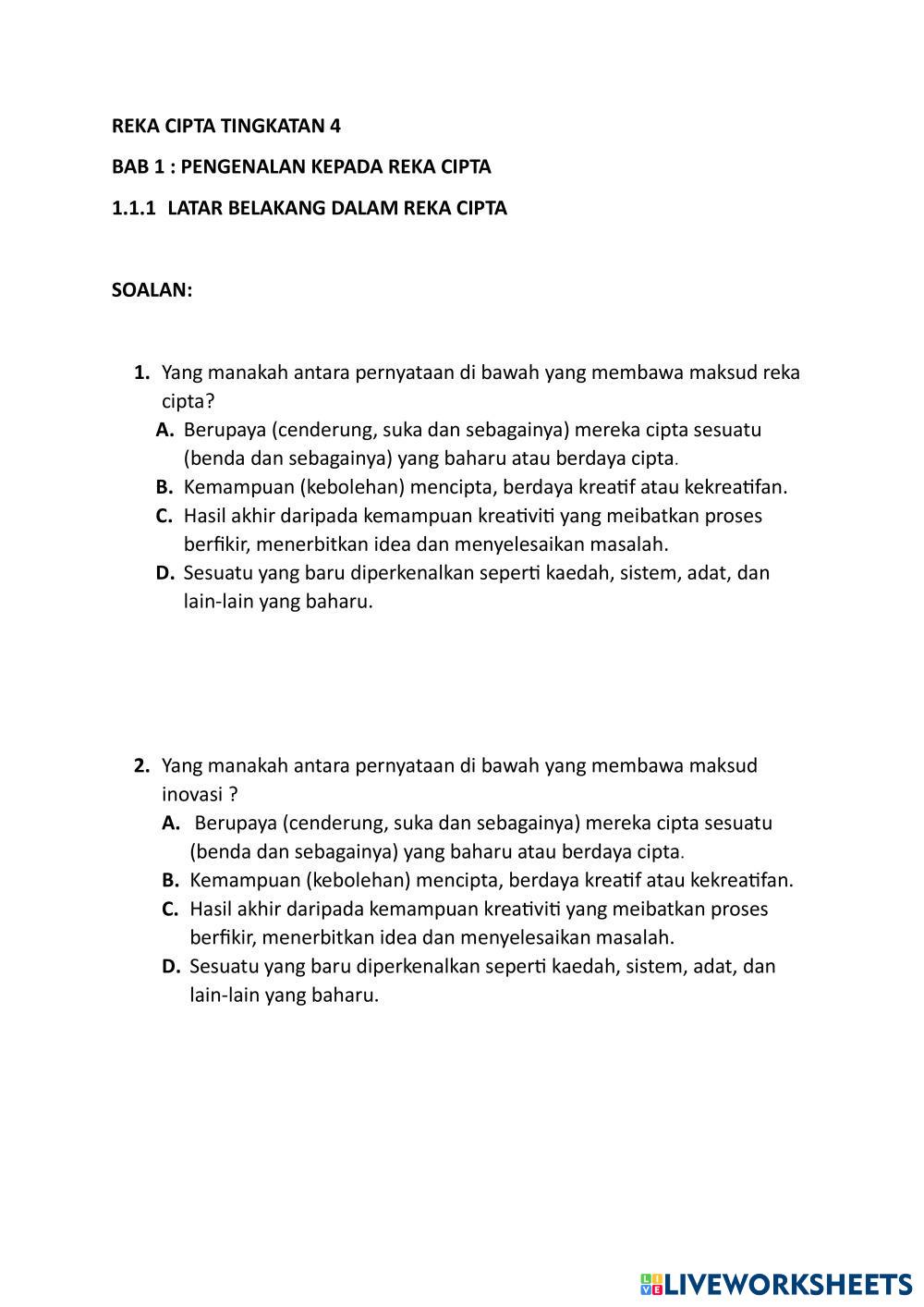 7480912 | LATIHAN REKA CIPTA TINGKATAN 4 | Faiq Kharudin