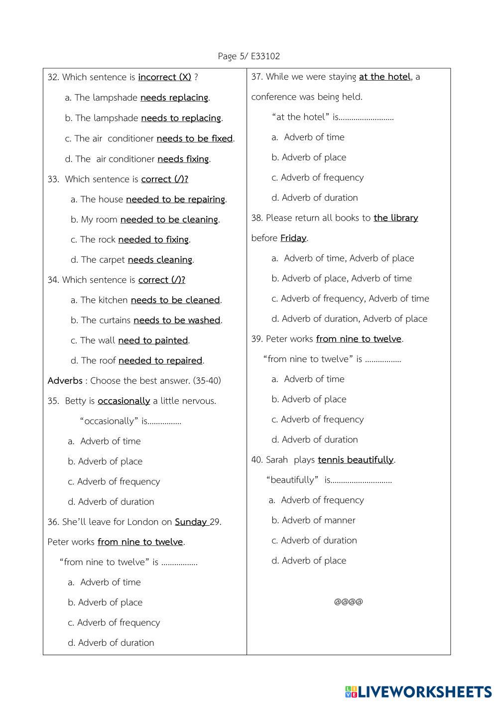 แบบทดสอบวัดผลกลางภาค วิชา ภาษาอังกฤษพื้นฐาน ม.6 | Live Worksheets