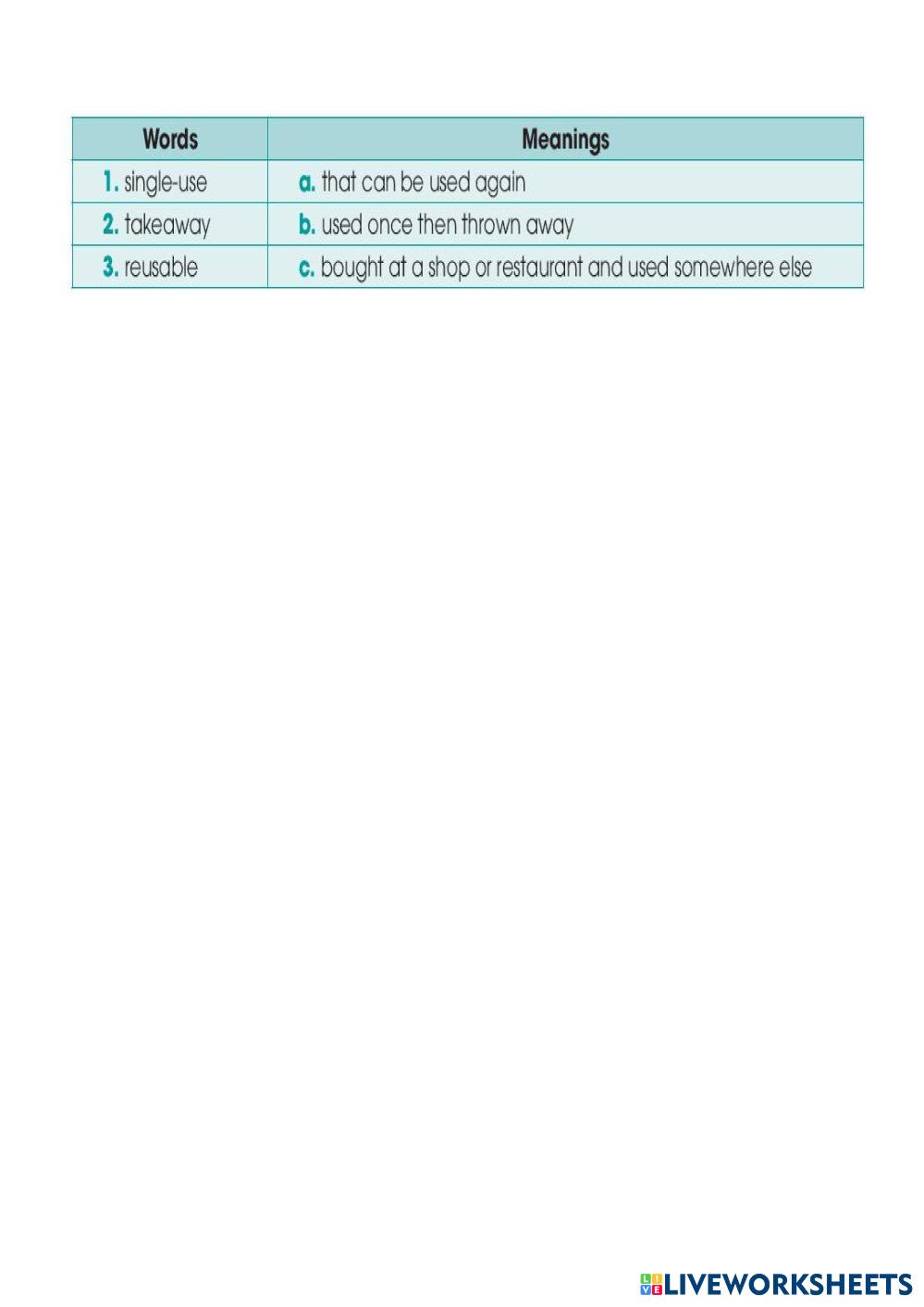 A. Match the highlighted words in the text with the