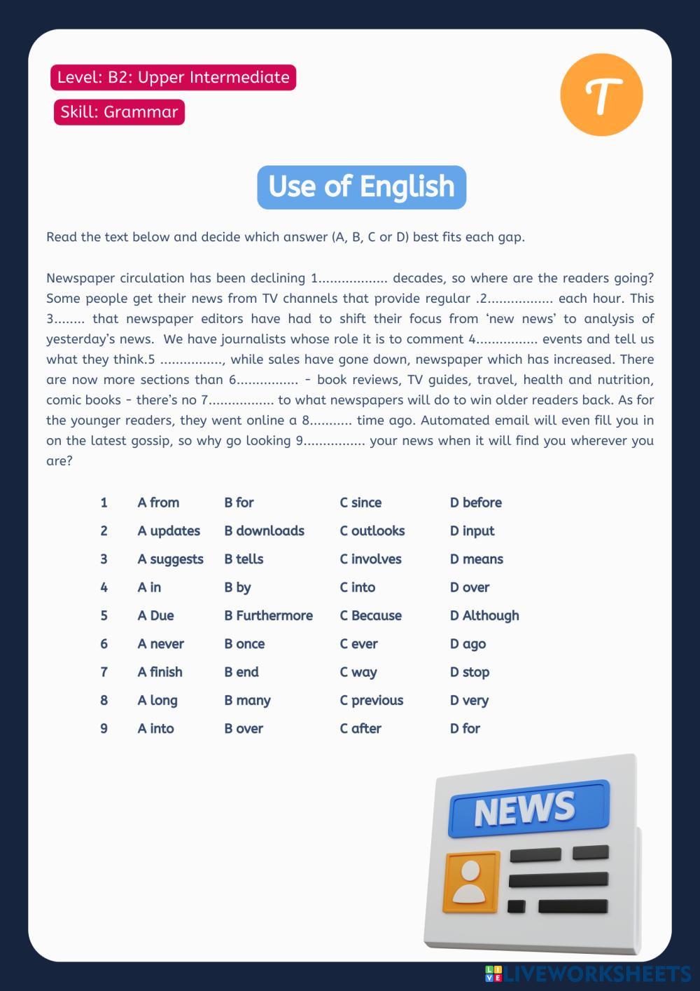 B2 Grammar: Use… | Free Interactive Worksheets | 7487399