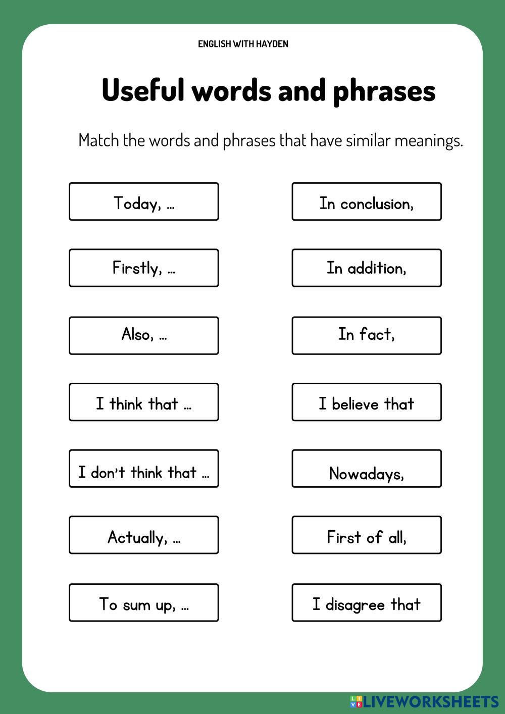 7488138 | Useful words and phrases | Phạm Lê Bảo Ngọc