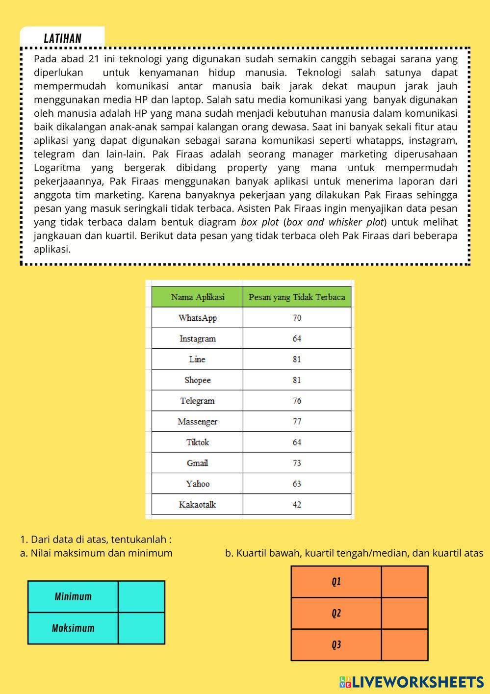 LKPD BOX PLOT | Free Interactive Worksheets | 7490588