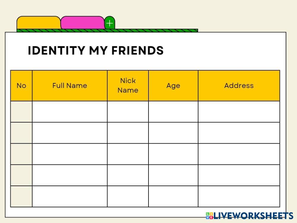 Identity my friends | Live Worksheets