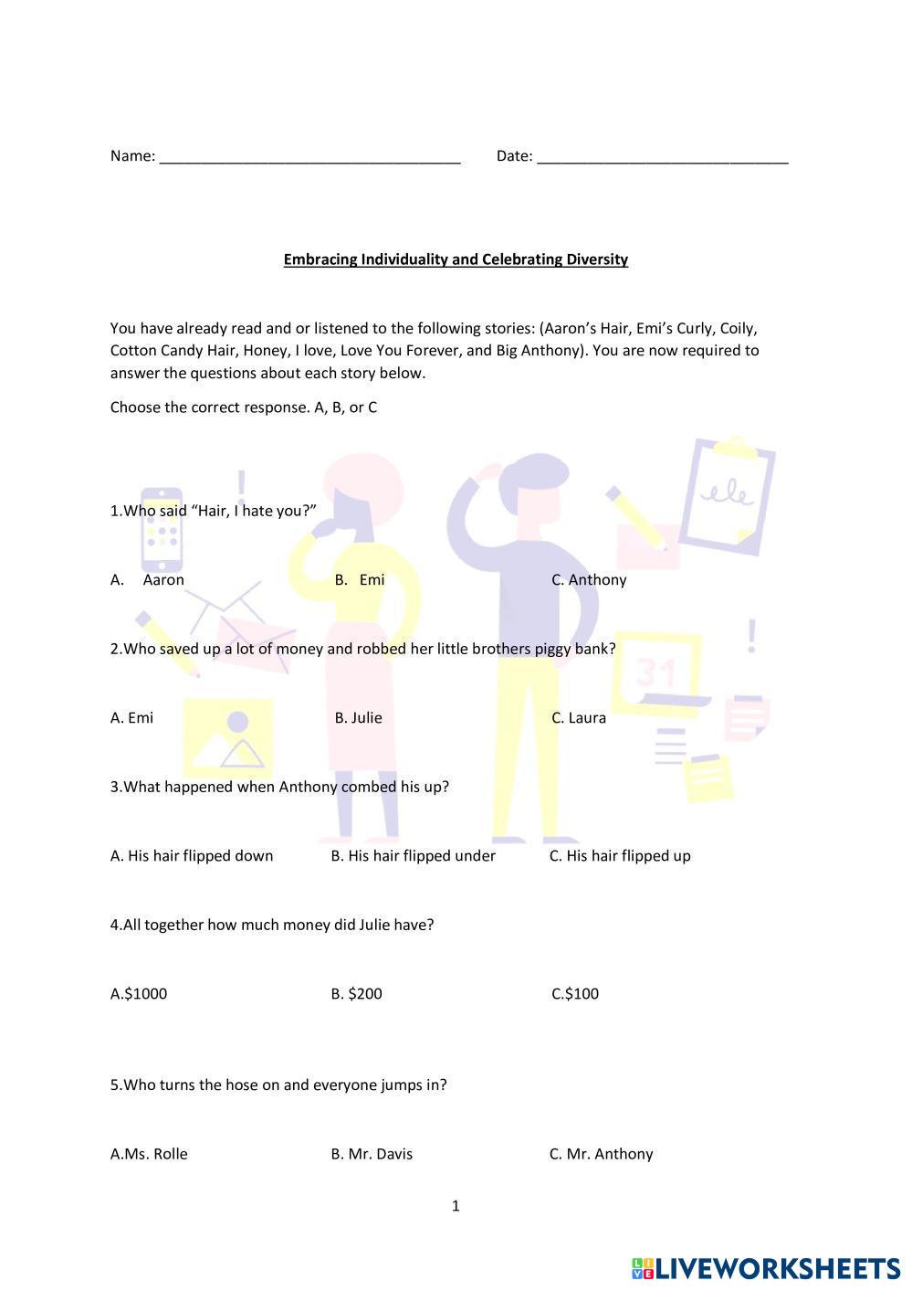 Embracing Individuality and Celebrating Diversity | Live Worksheets