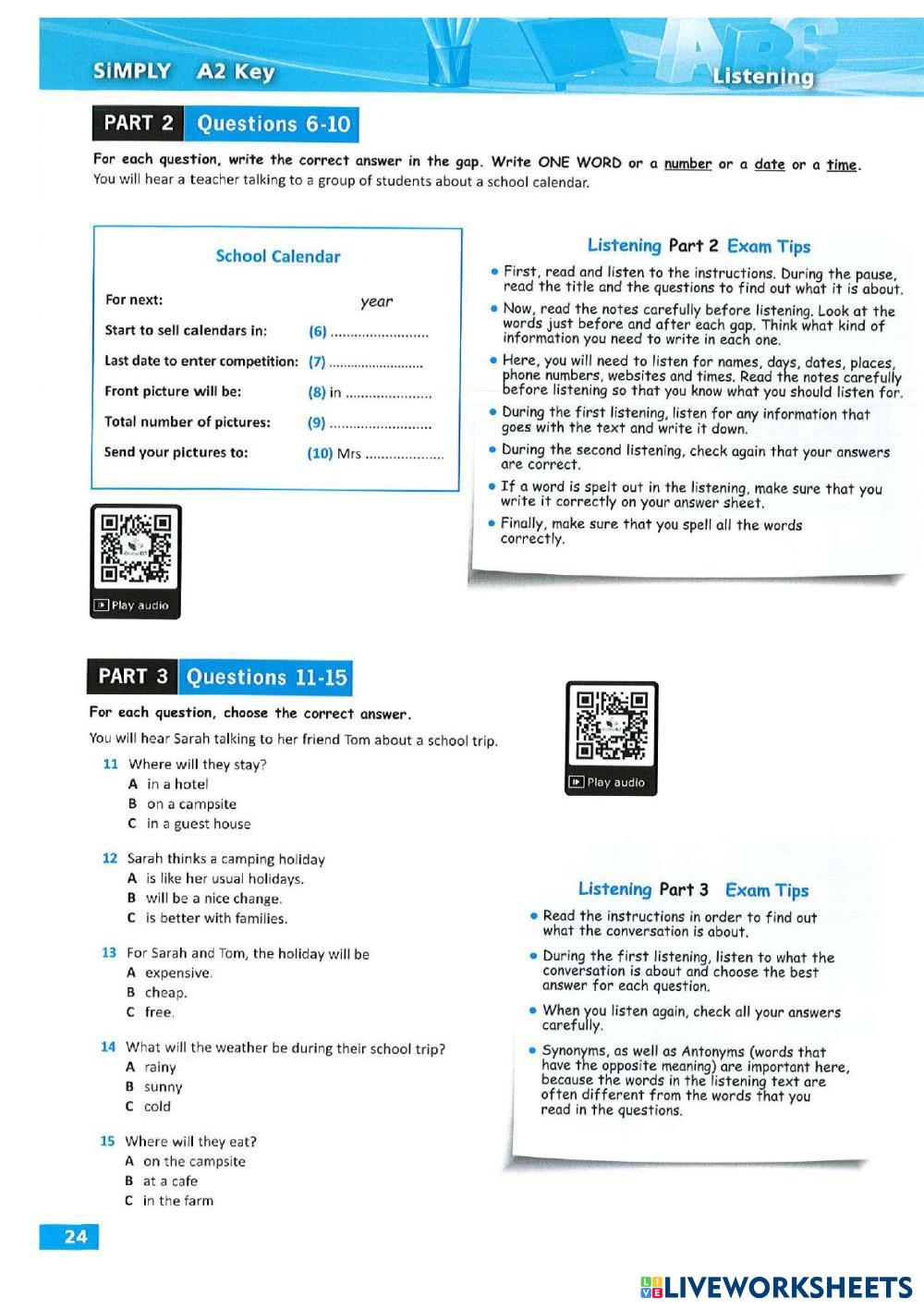 FfSTraining | Simply A2 KET for Schools Test 1 Listening