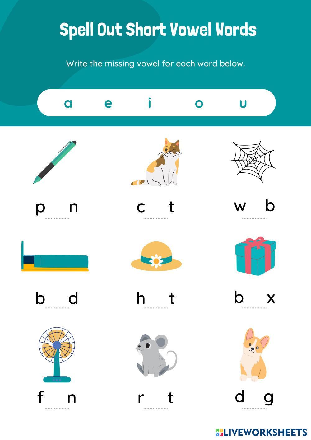 Vowel Words | Live Worksheets