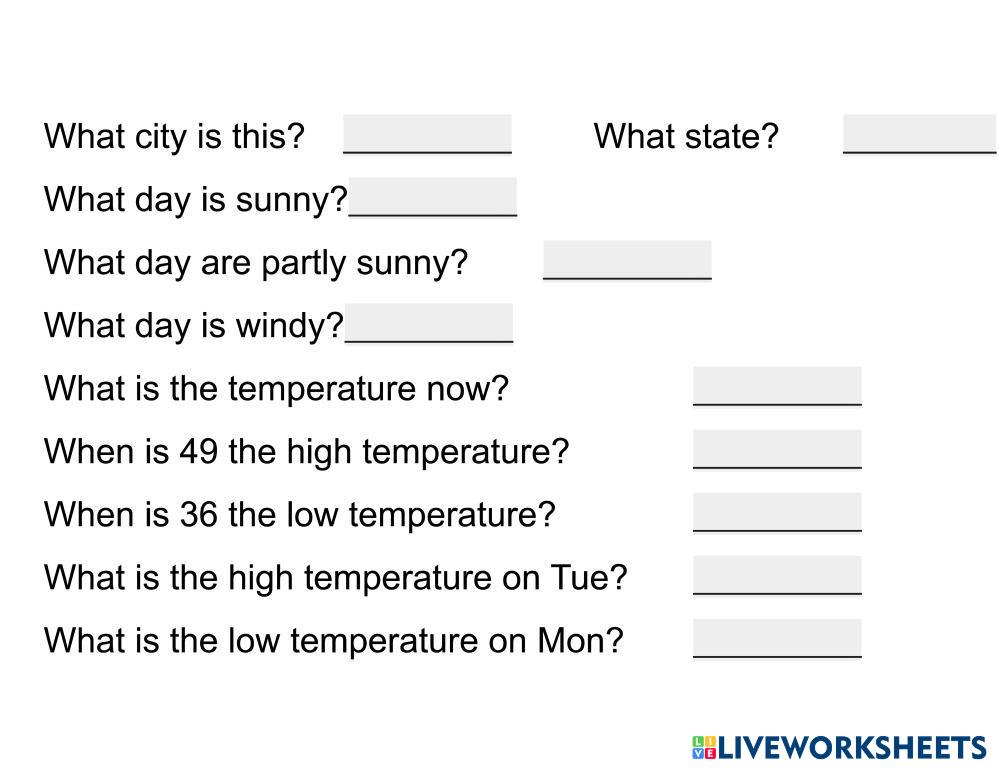 Weather Forecas… | Free Interactive Worksheets | 7495666