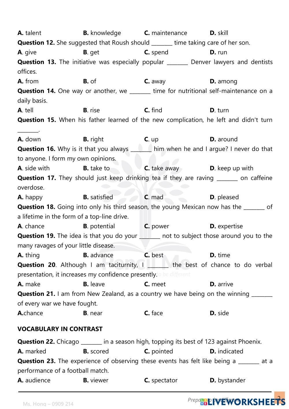 B2_Vocab Test 4 | Live Worksheets