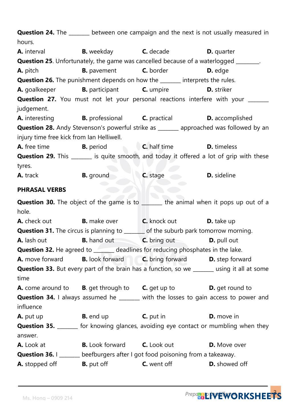 B2_Vocab Test 4 | Live Worksheets