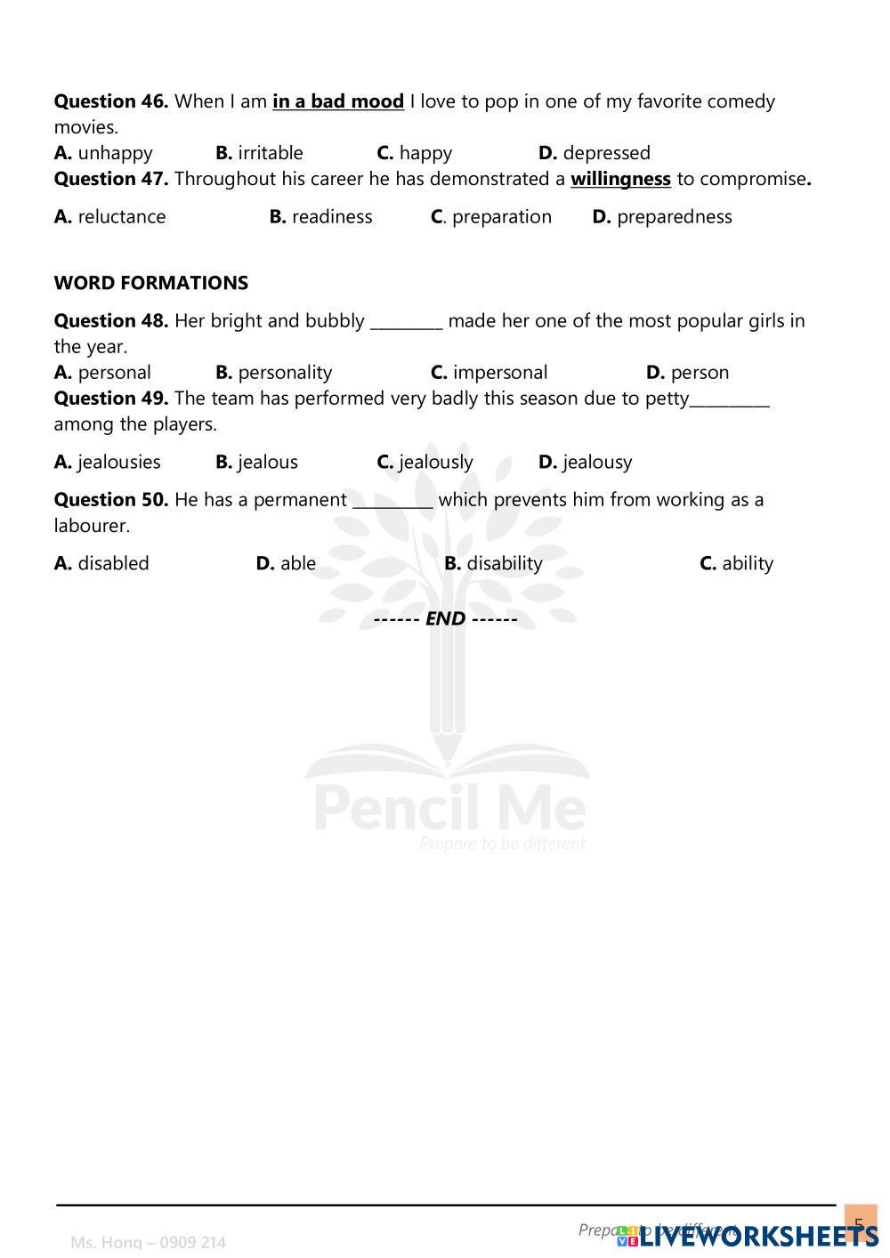 B2_Vocab Test 10 | Live Worksheets