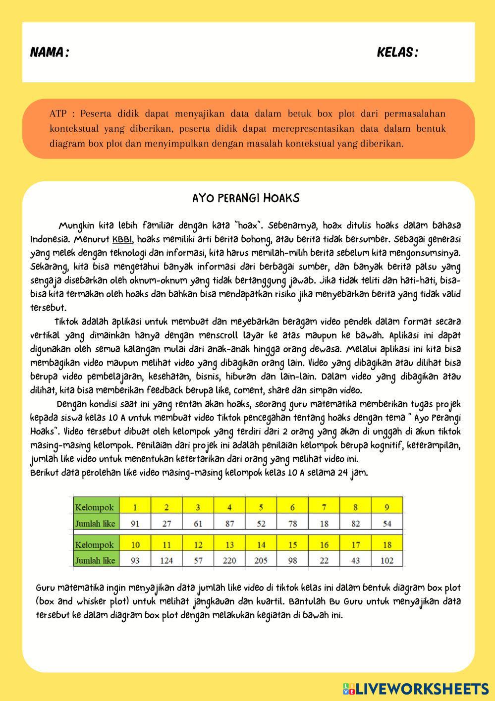 LKPD BOX PLOT | Free Interactive Worksheets | 7500539