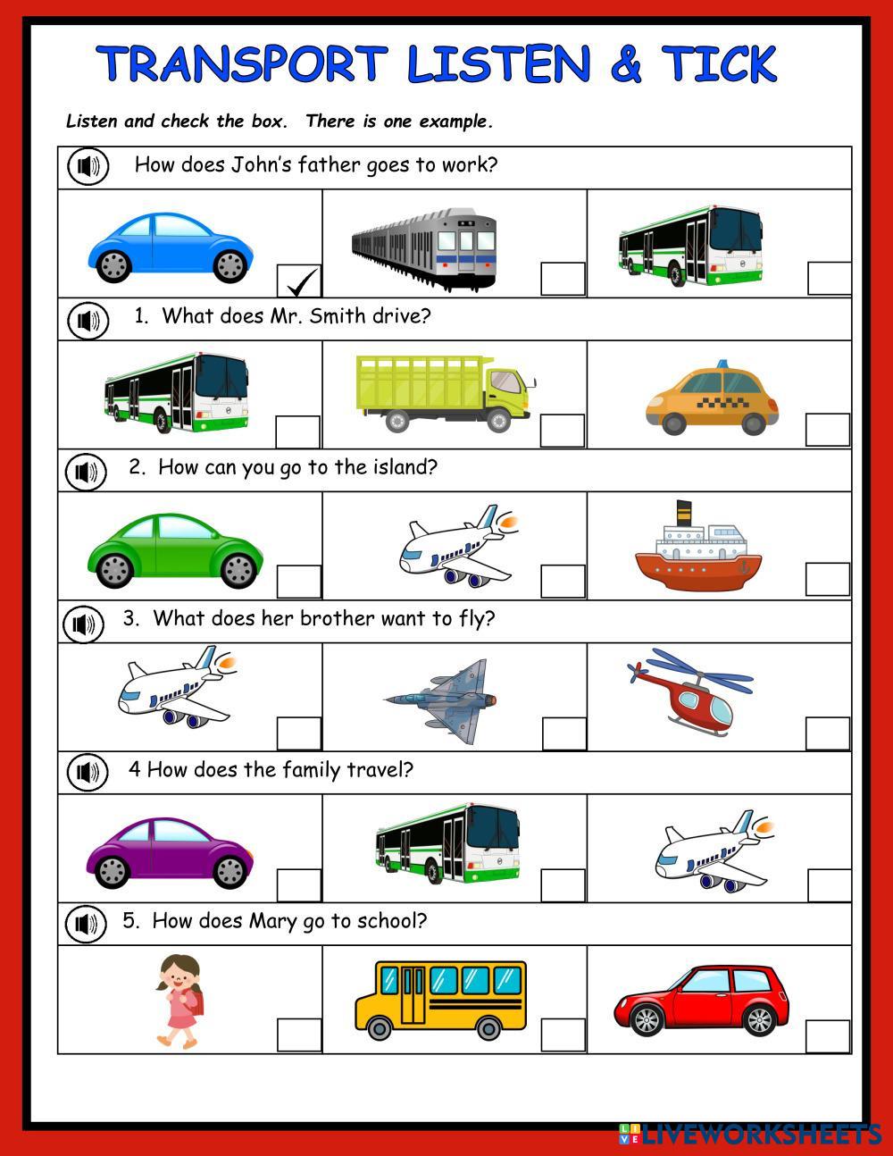 Transport Liste… | Free Interactive Worksheets | 7502266