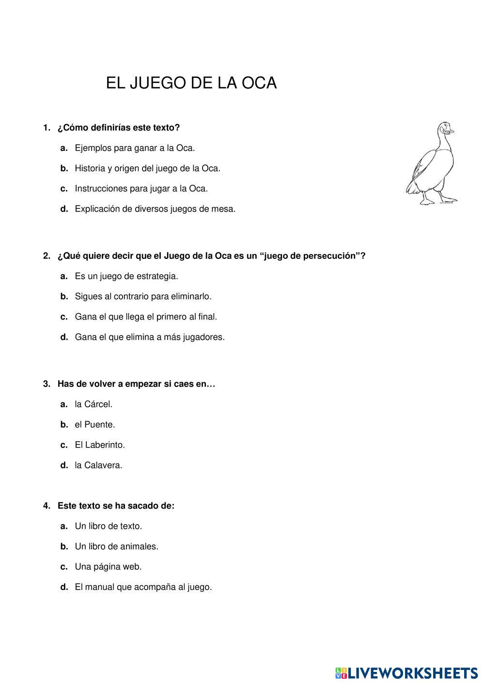 JUEGO DE LA OCA… | Free Interactive Worksheets | 7502396