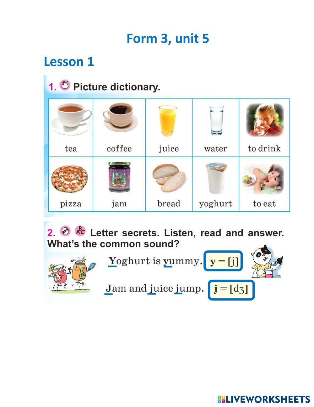 Unit 5, lessons 1-2 reading and vocabulary | Live Worksheets