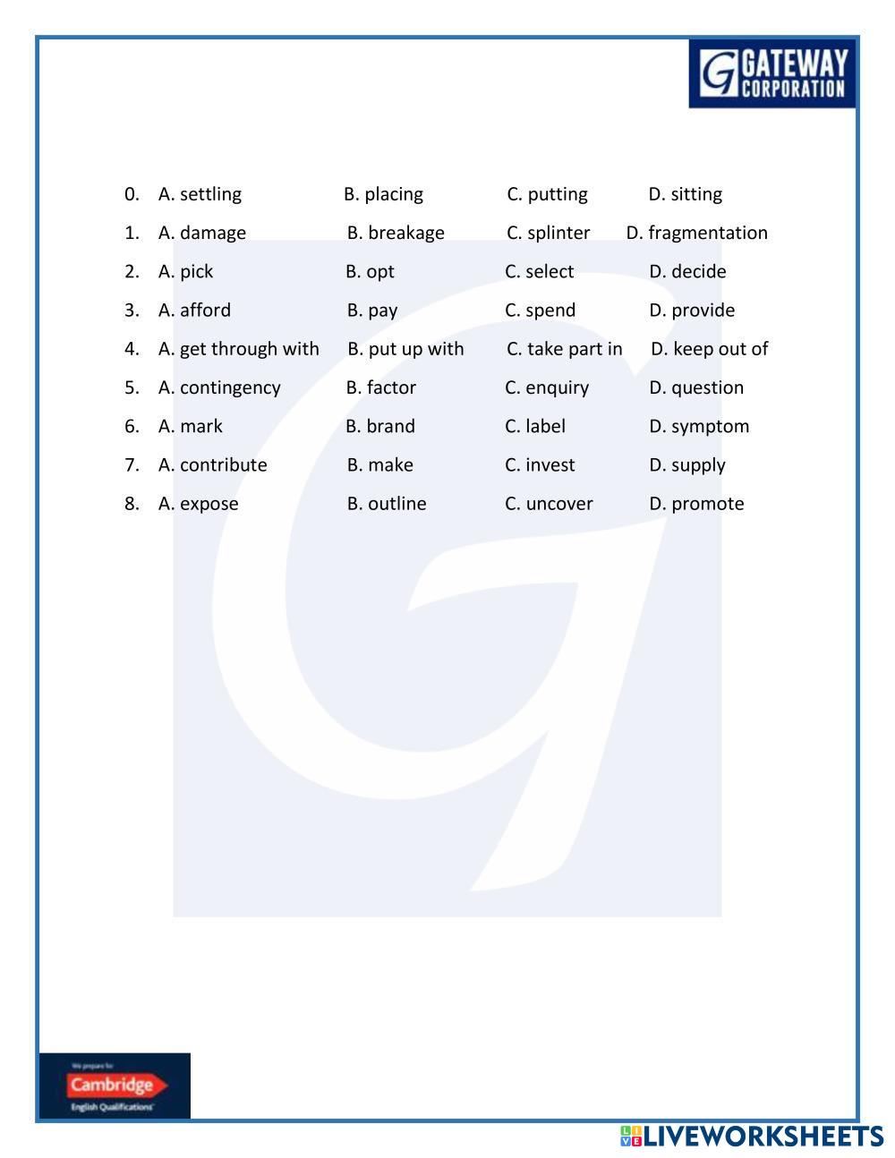 CAMBRIDGE CAE –… | Free Interactive Worksheets | 7502996