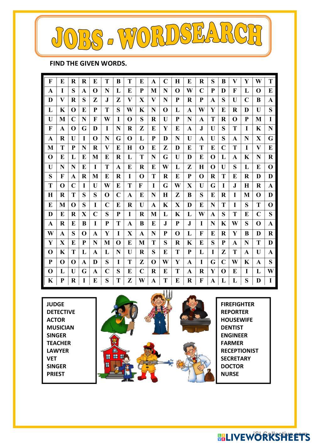 Jobs Word Search 0853 | Veronica Lebedev | Live