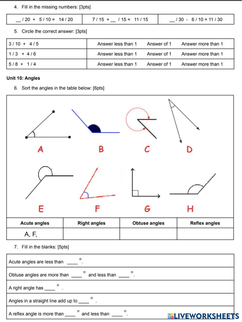 7503805 | Maths unit 9 and 10 | amber c | LiveWorksheets