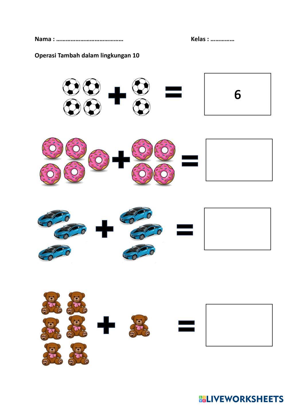 Tambah dalam li… | Free Interactive Worksheets | 7504327