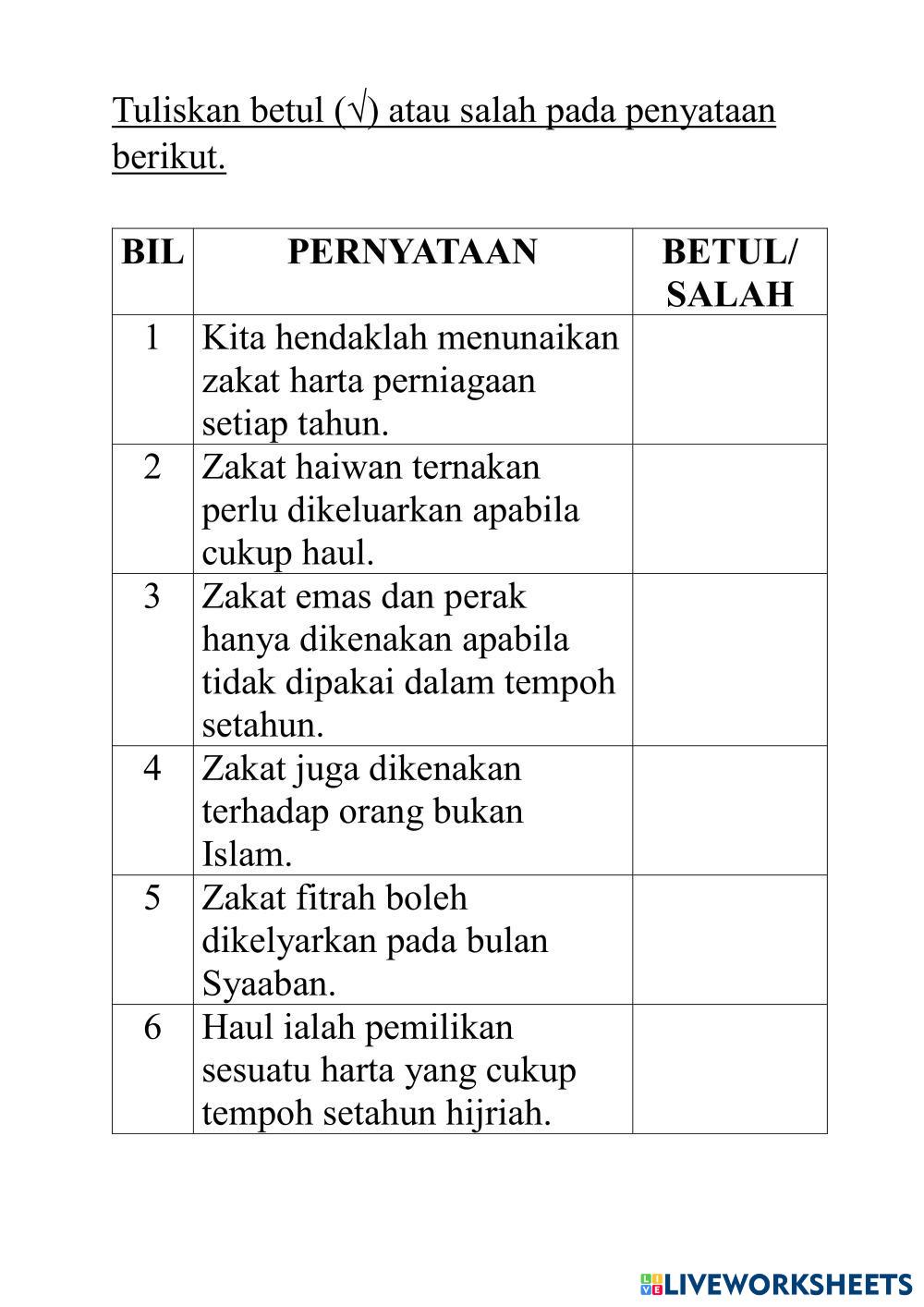 UNIT 8: ZAKAT | Free Interactive Worksheets | 7504774