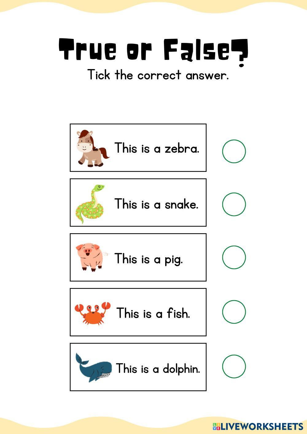 true of false | Live Worksheets