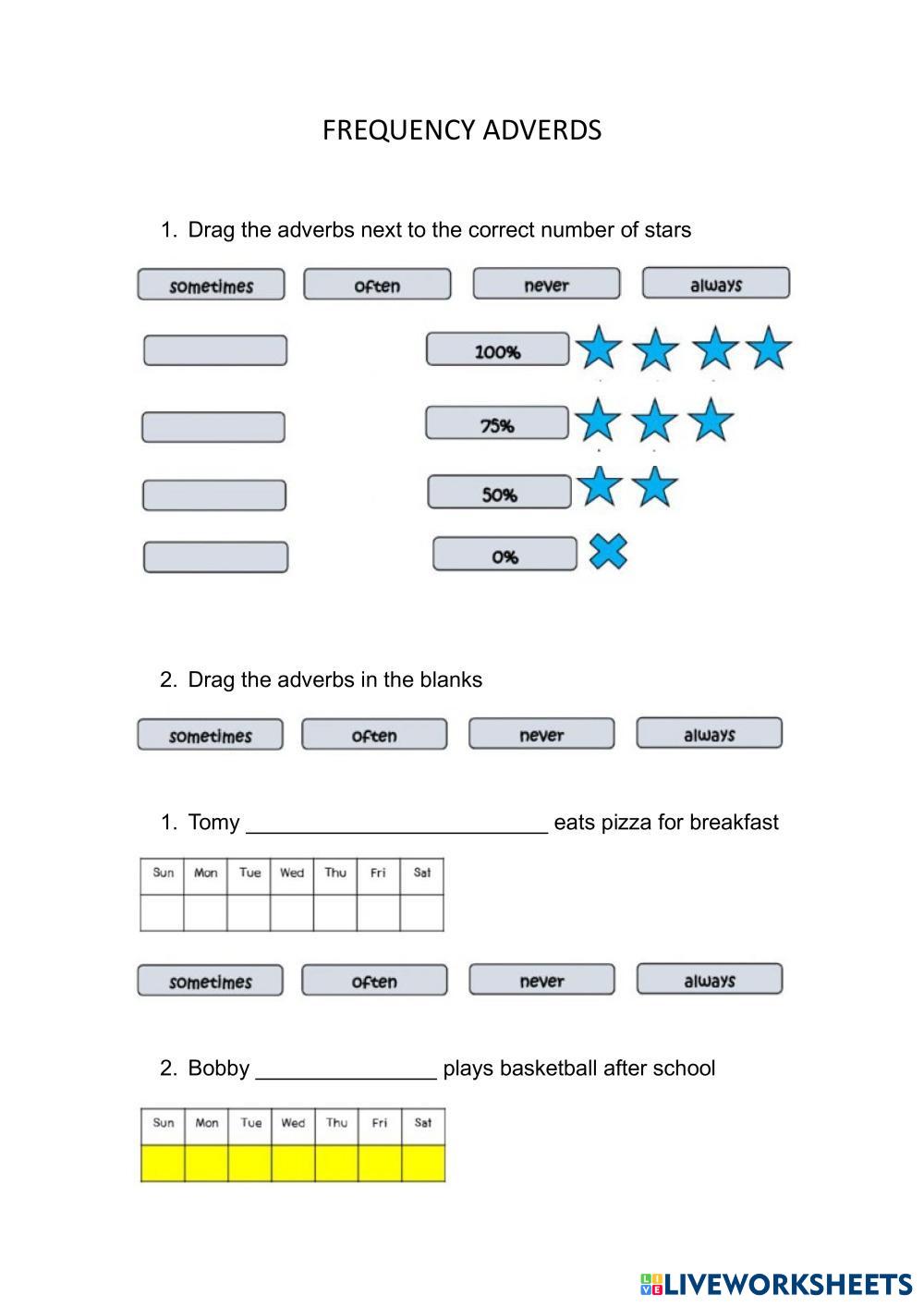 FREQUENCY ADVER… | Free Interactive Worksheets | 7502711