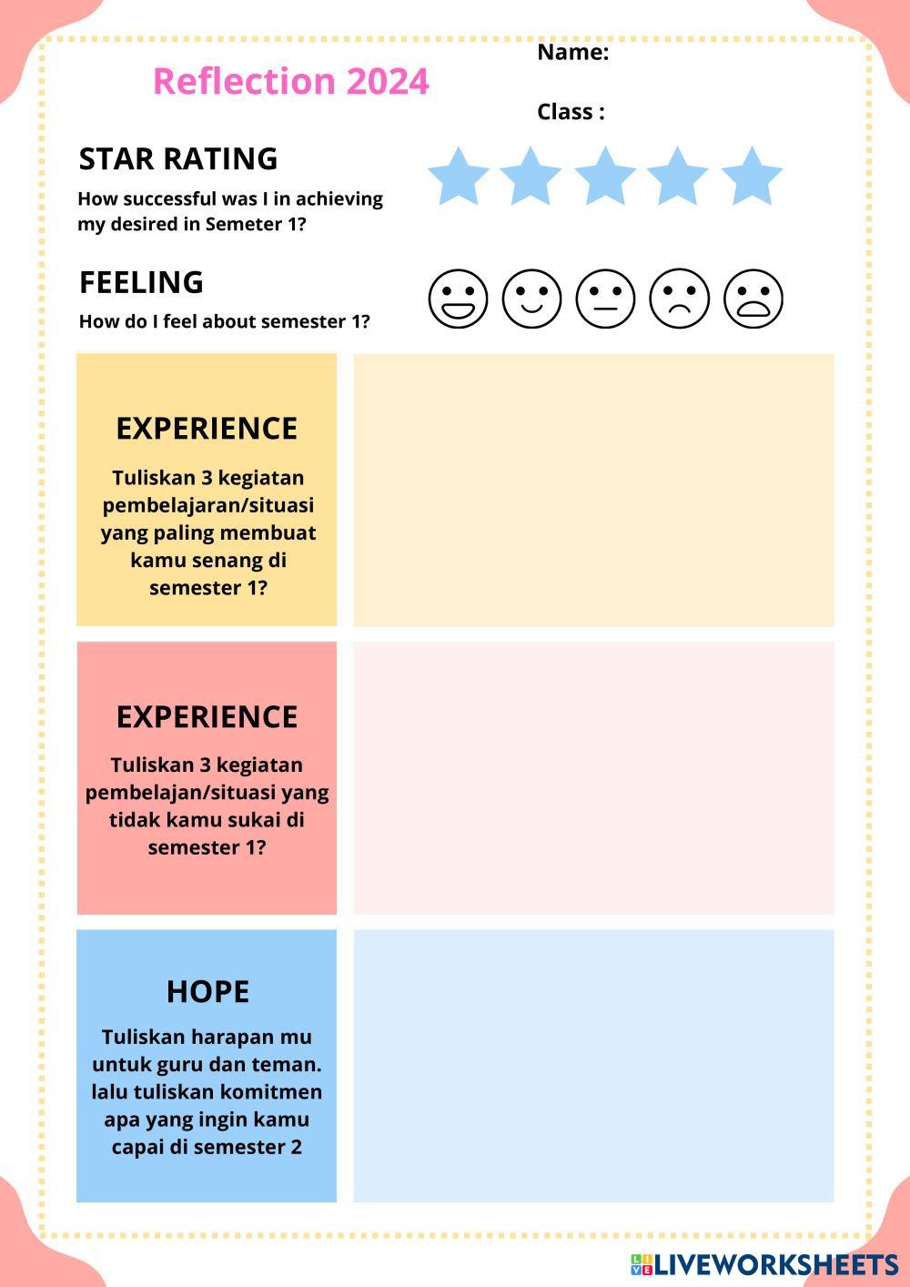 Reflection 2024 | Live Worksheets