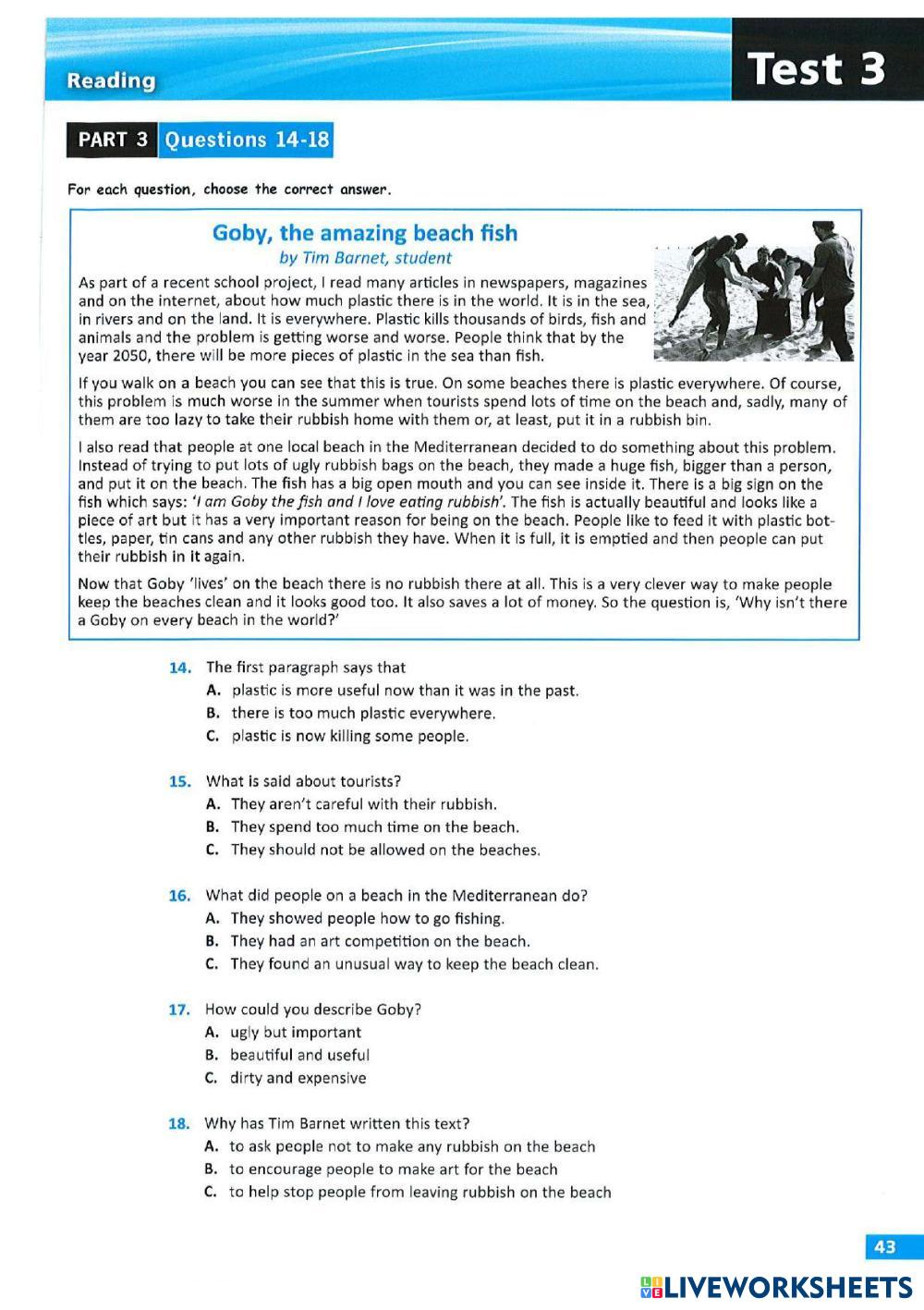 FfSTraining | Simply A2 KET for Schools Test 3 Reading