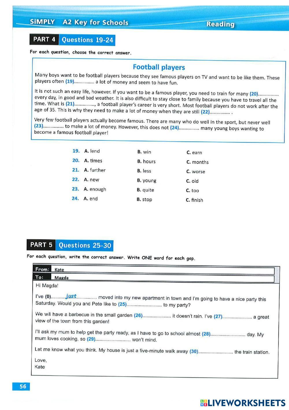 Simply A2 KET f… | Free Interactive Worksheets | 7507760