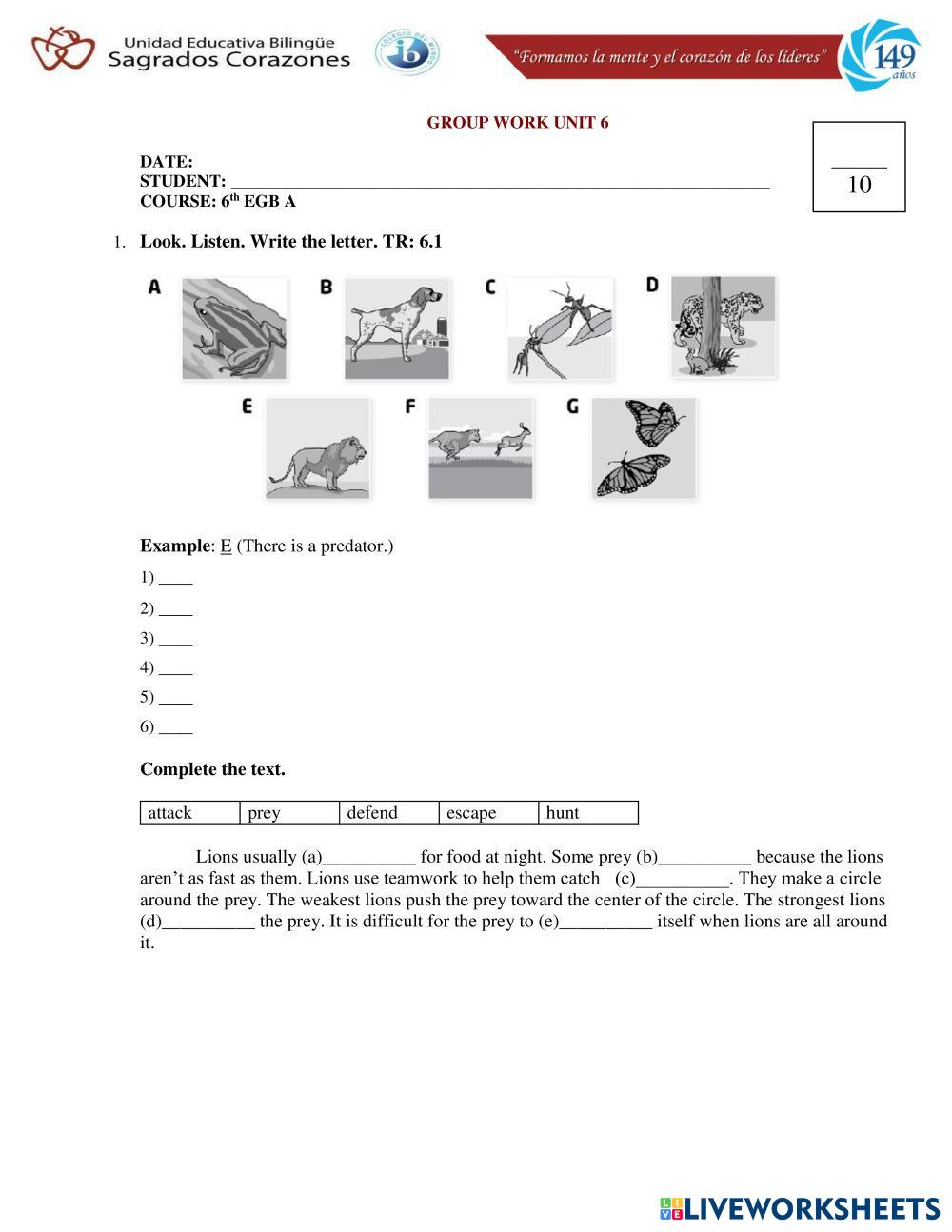 GROUP WORK UNIT 6 7507860 | delia1971 | Live Worksheets
