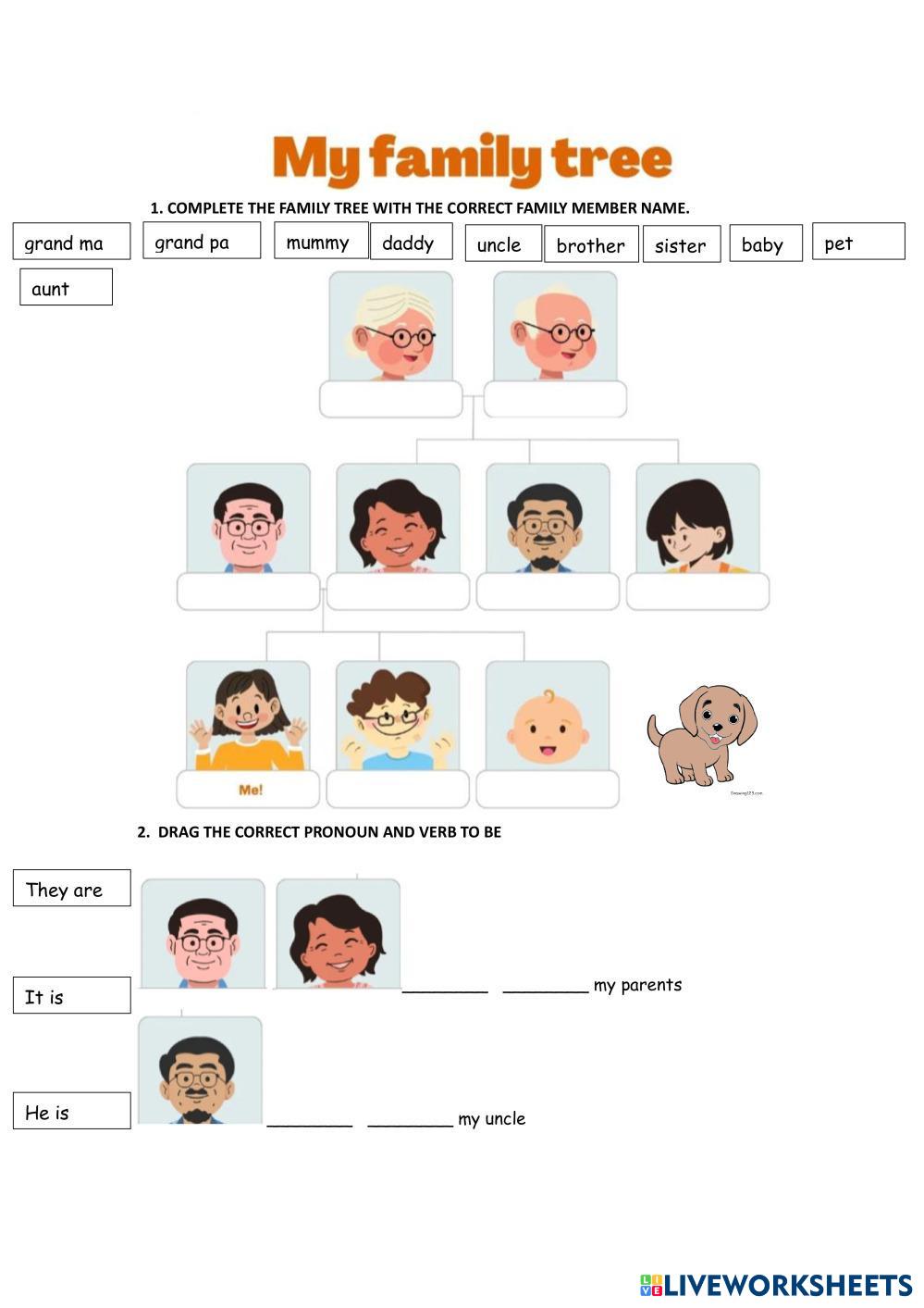 FAMILY MEMBERS TREE AND PERSONAL PRONOUNS 7507924