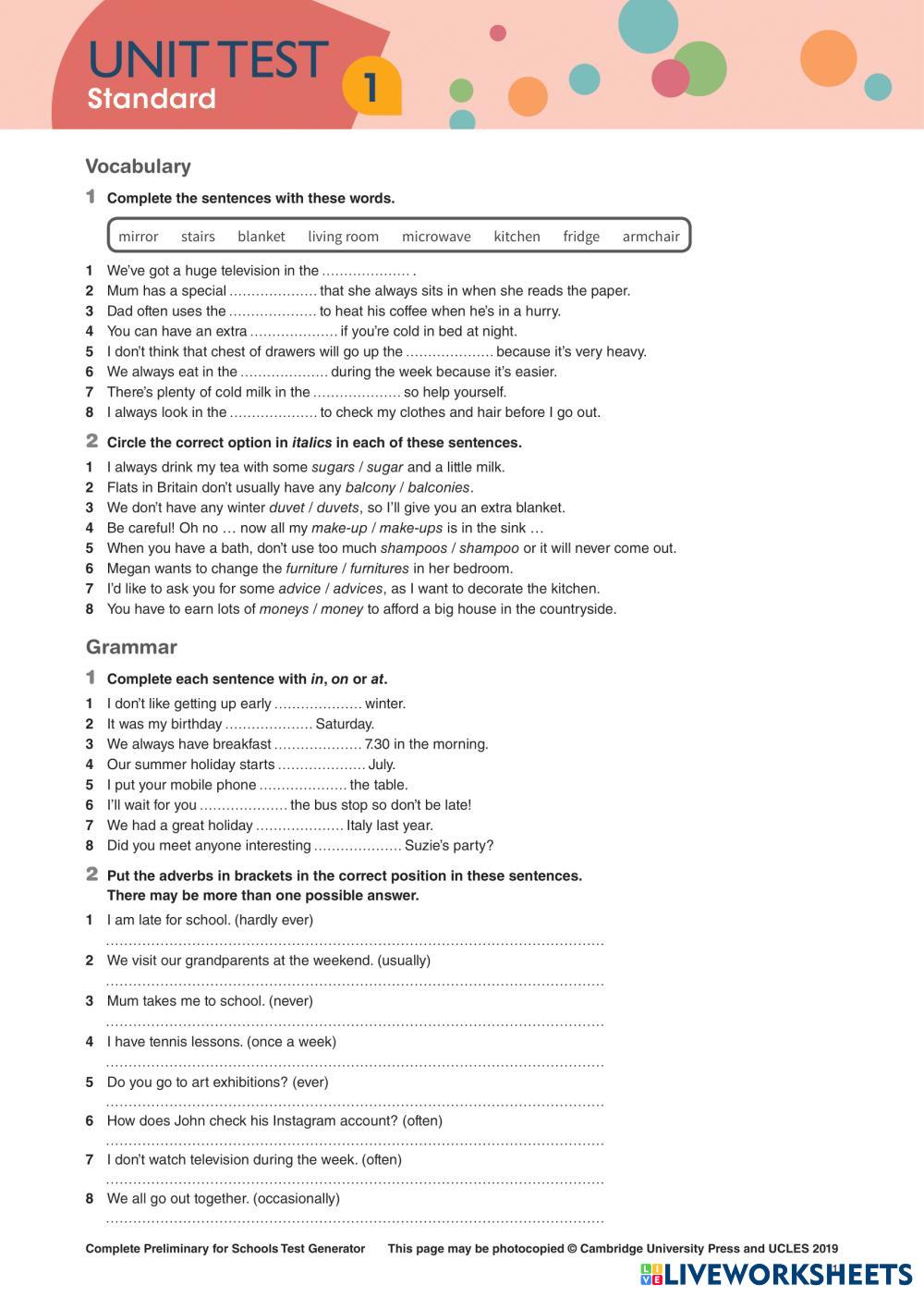 COMPLETE PET_UN… | Free Interactive Worksheets | 7508360